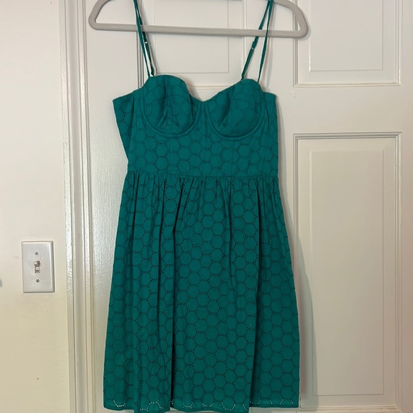 Moda International | Dresses | Teal Eyelet Mini Dress | Poshmark